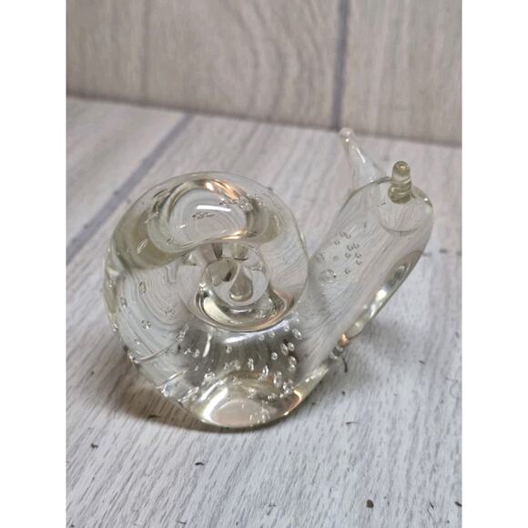 Accents | Vtg Handblown Snail Crystal Art Glass Figurine Paperweight ...